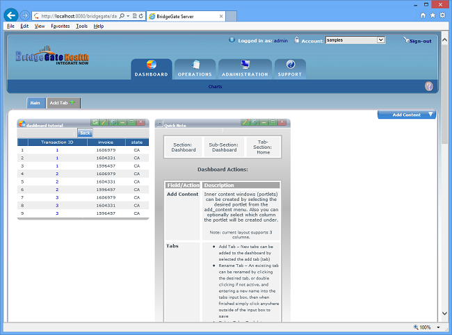 BridgeGate Samples and Tutorials